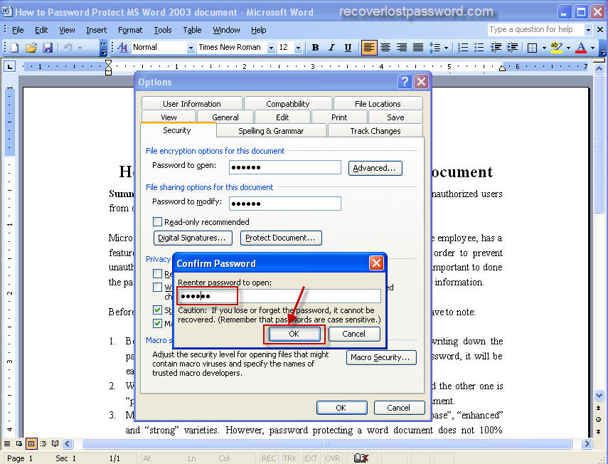 How To Password Protect MS Word 2003 Document