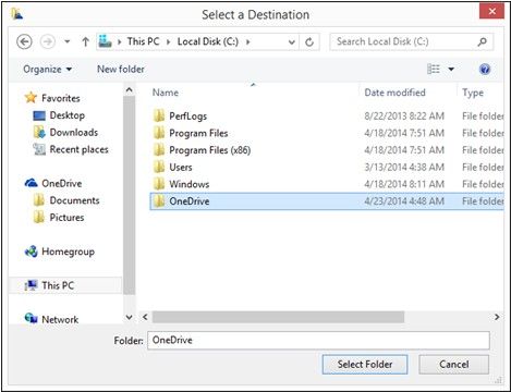 How to Change the Default OneDrive Folder in Windows 8.1
