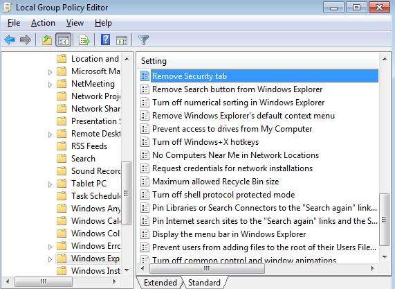 How To Add Or Remove Security Tab From Files And Folder Properties In Windows 7